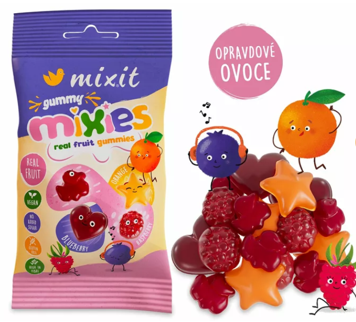 Ovocné Mixies - přírodní želé bonbóny 35 g Mixit